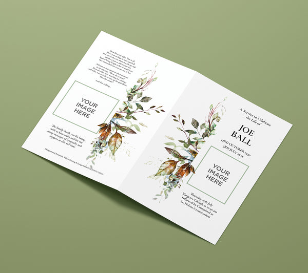 Funeral Order of Service in Colourful Leaves Design – Willow Printing ...