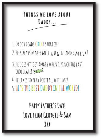 FD11 - Things we Love about Dad Personalised Father's Day Print ...